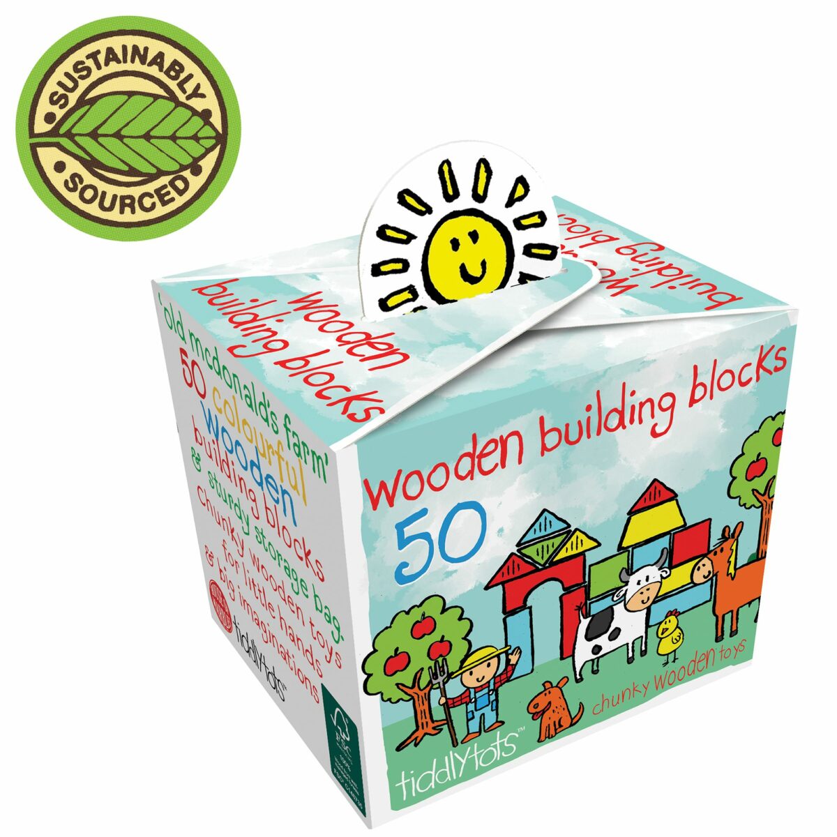 Wooden Farm Building Blocks 50 Piece - House of Marbles US