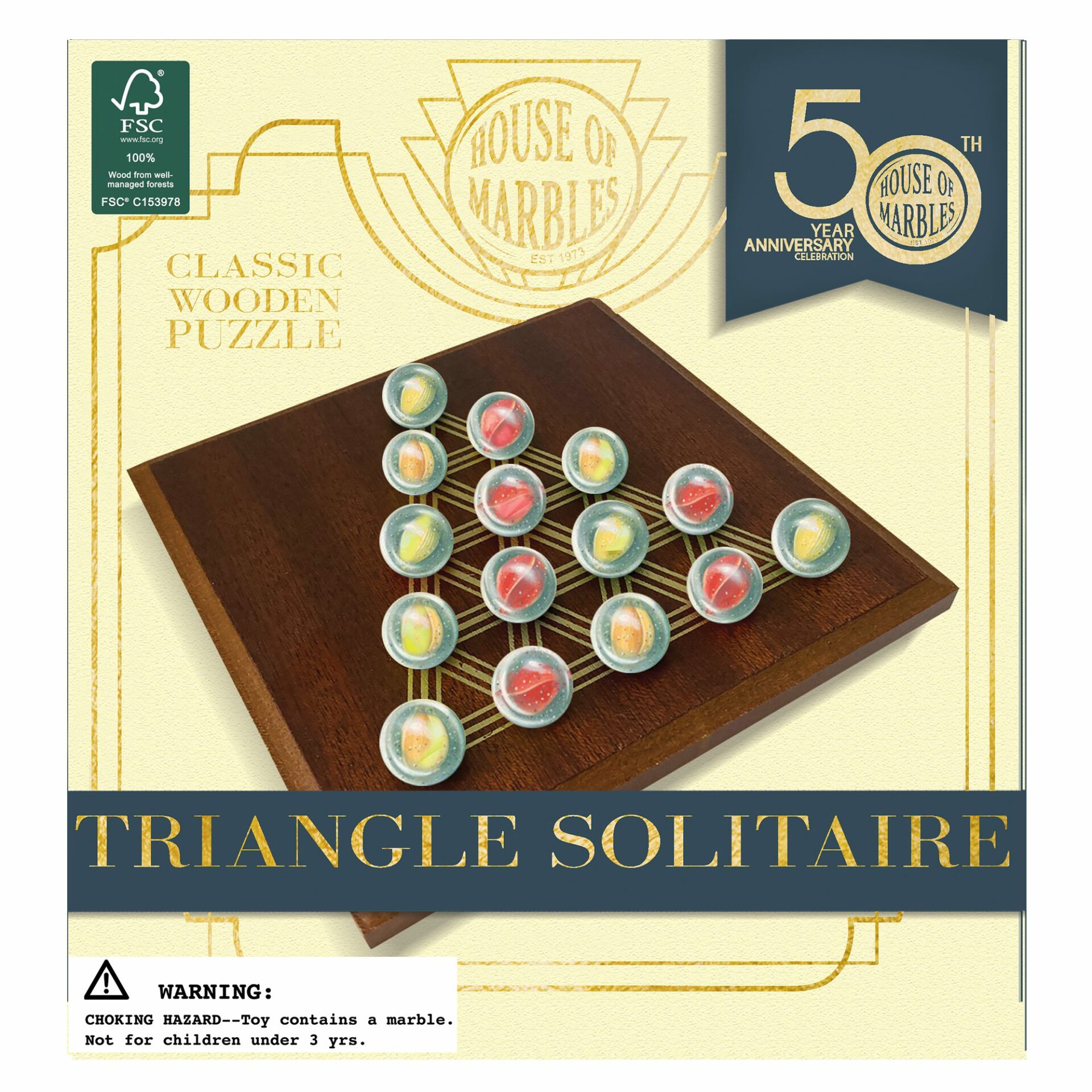 Triangle Solitaire Mini Marble Board Game - House of Marbles US